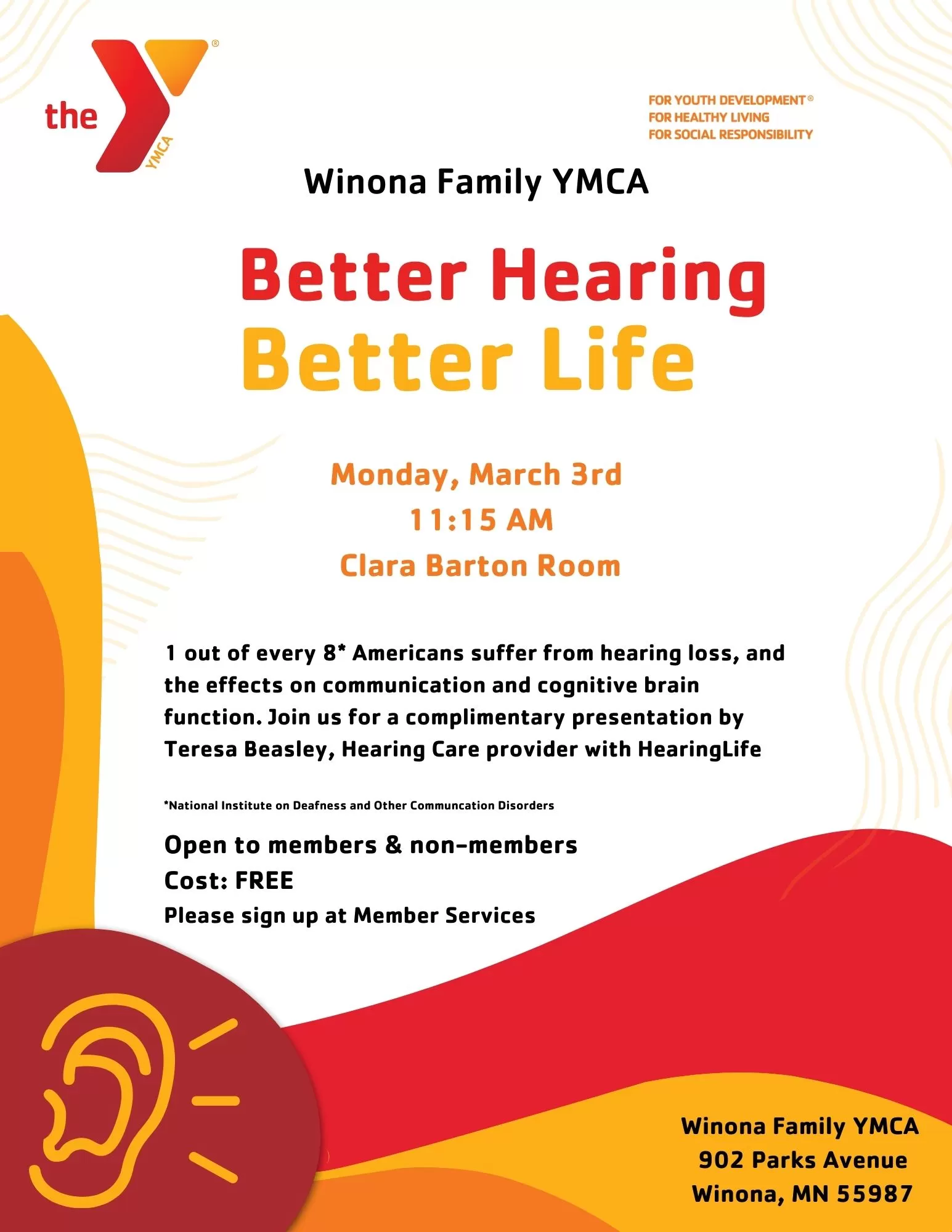 Better Hearing, Better Life FREE Hearing Presentation | Winona Family YMCA
